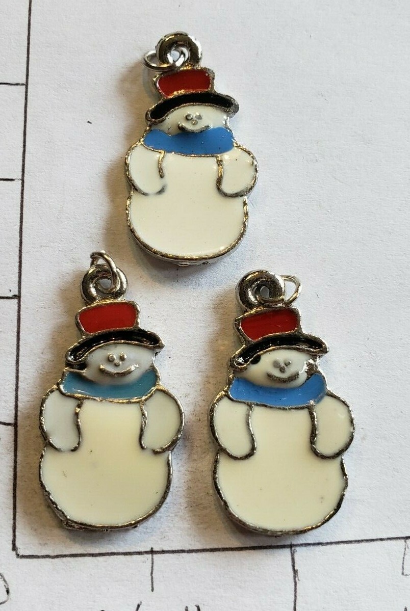 Enamel snowman charms Christmas holiday #4 with jump rings | eBay