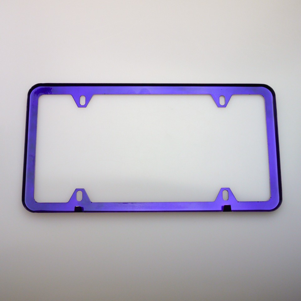 Slim Stainless Steel Chrome Purple License Plate 4 Hole Frame Light ...