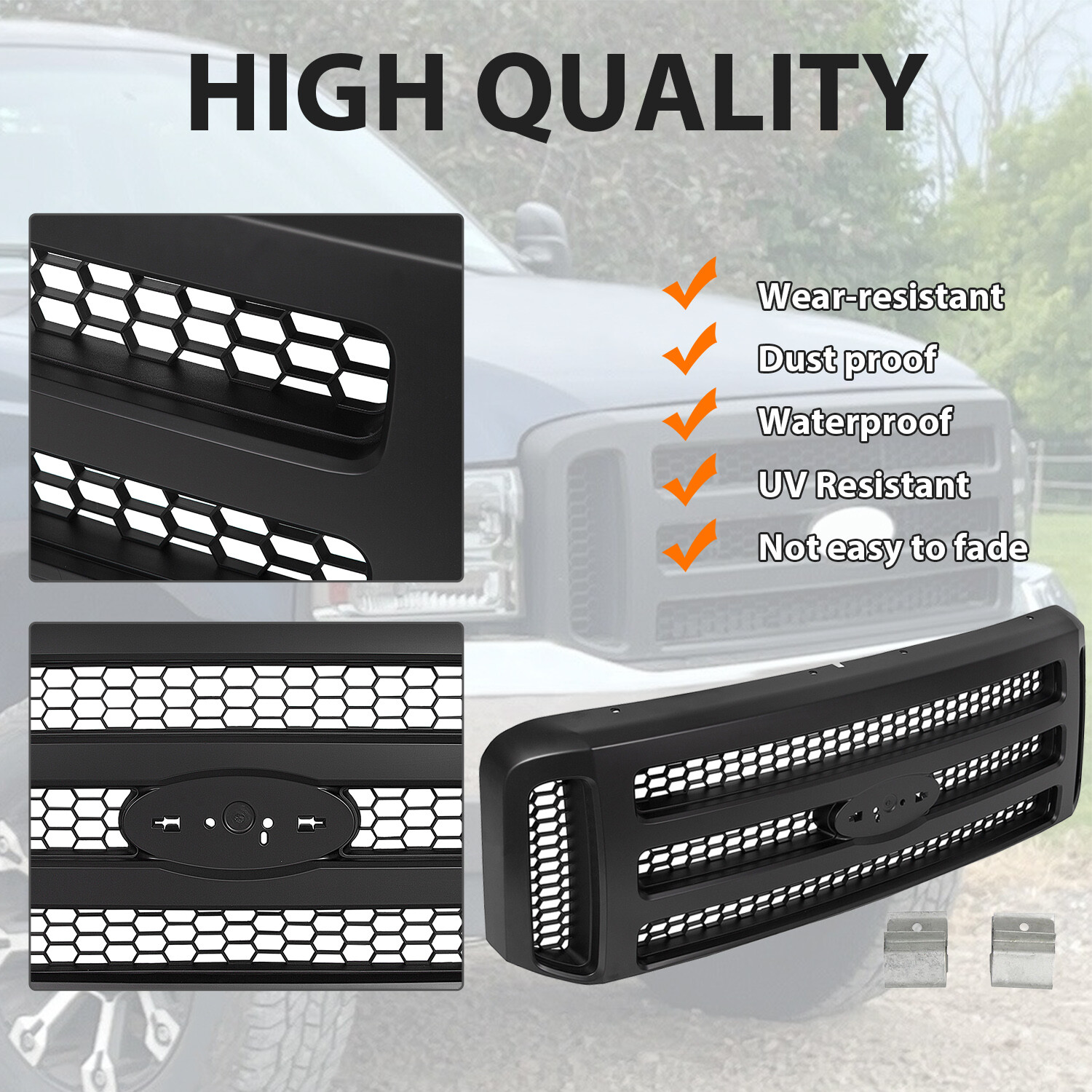 1999-2004 Ford F250 F350 F450 F550 Matte Black Grille Conversion For ...