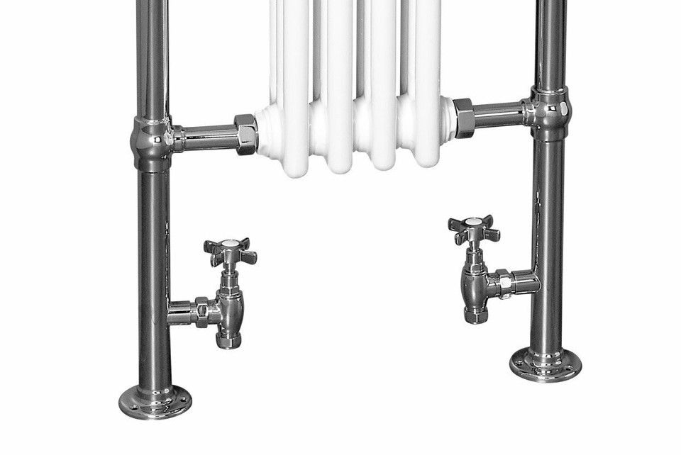 Traditional Bathroom Heated Towel Rail Column Radiator White & Chrome ...