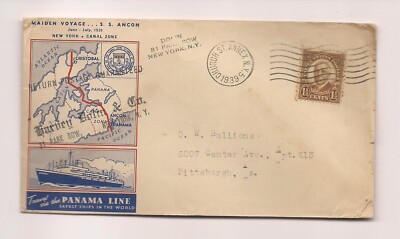 USA stamped envelope 1939 - Maiden voyage S.S. Ancon - Panama canal | eBay
