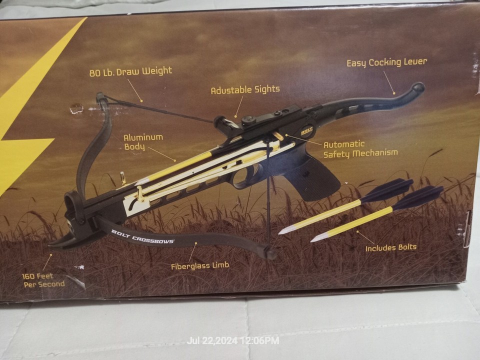 NEW 80 LB ARCHERY HUNTING Gun SELF COCKING PISTOL CROSSBOW W/ ARROWS ...