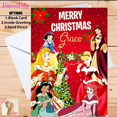 Personalised Disney Princess Christmas Card Unofficial Ariel Snow White ...