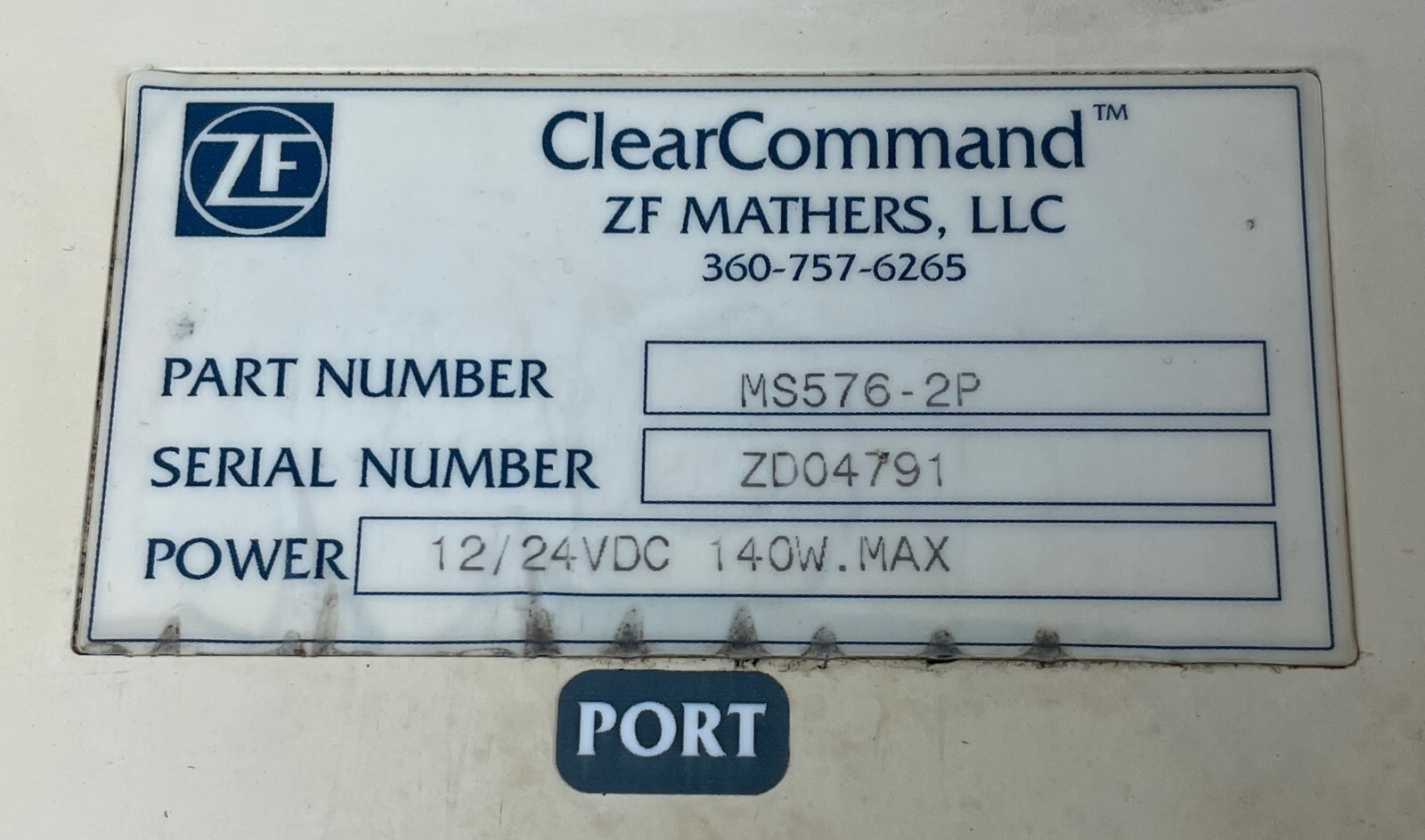 ZF Mathers MS576-2P, Clear Command, Port Side | eBay