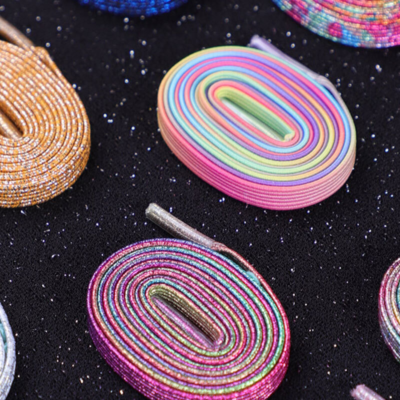 Gradient Color Shiny Shoes Laces Double Buckle Lazy Shoelaces Shoe ...