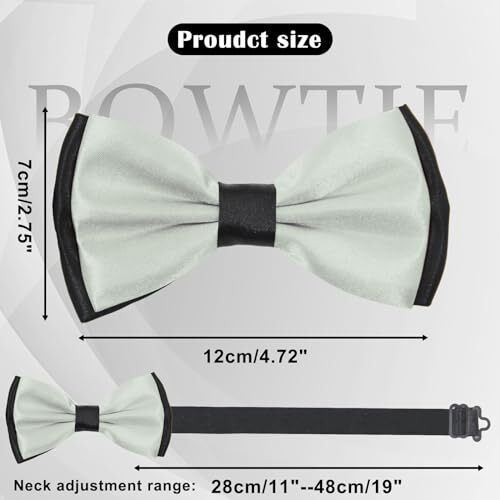 Mens Bow Tie, Solid Bow Ties for Men, Pre-tied Black Bowties B:silver ...