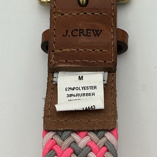 J Crew Gürtel Damen M rosa geflochtene Lederlasche Messing D Ring ...