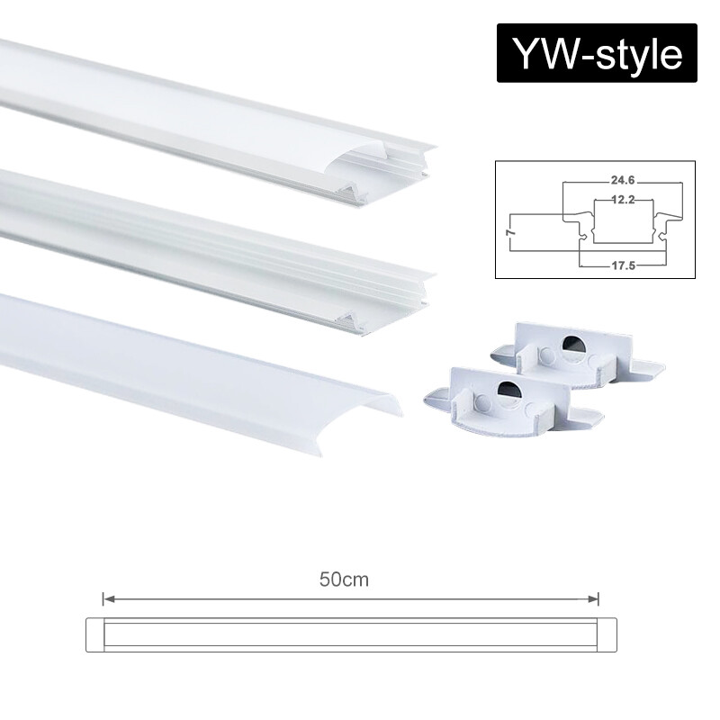 0.5M Aluminum Channel V/U/YW Profile for LED Strip Lights Cover PVC ...