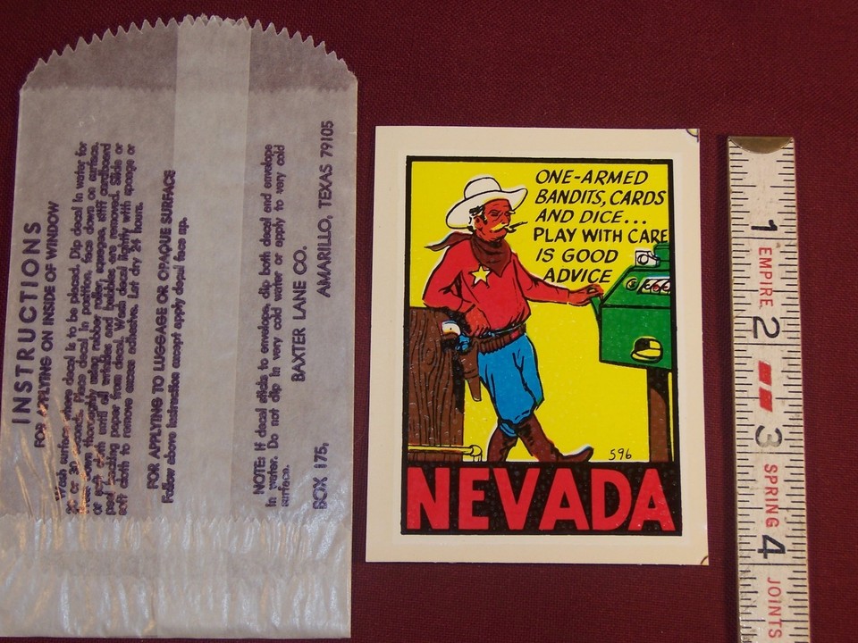 Vintage Original Nevada 1950s 60s Auto Travel Decal Camper RV Luggage ...