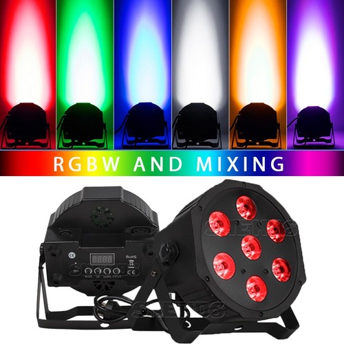 7x18w LED Stage PAR Light RGBW DMX Beam Wash Lighting Club Party DJ ...