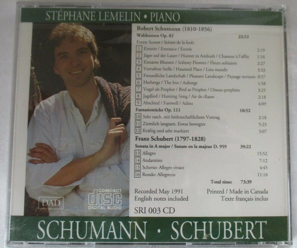 STEPHANE LEMELIN PIANO SCHUMANN / SCHUBERT - RARE CD - BRAND NEW | eBay