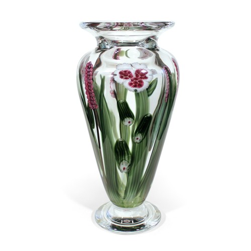VANDERMARK STUDIO ART GLASS CRYSTAL VASE FLOWERS FLORAL 14" TALL ...