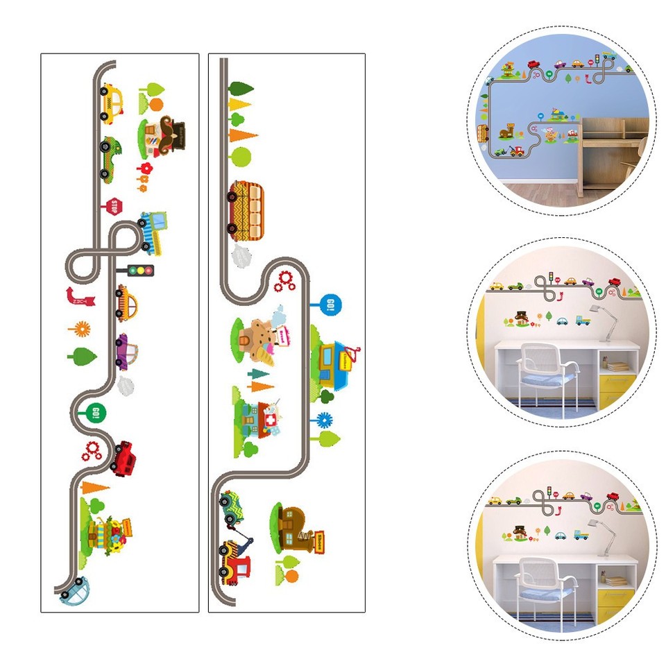 4 Sheets Window Stickers Kids Bedroom Decals Rail and Car Sticker ...