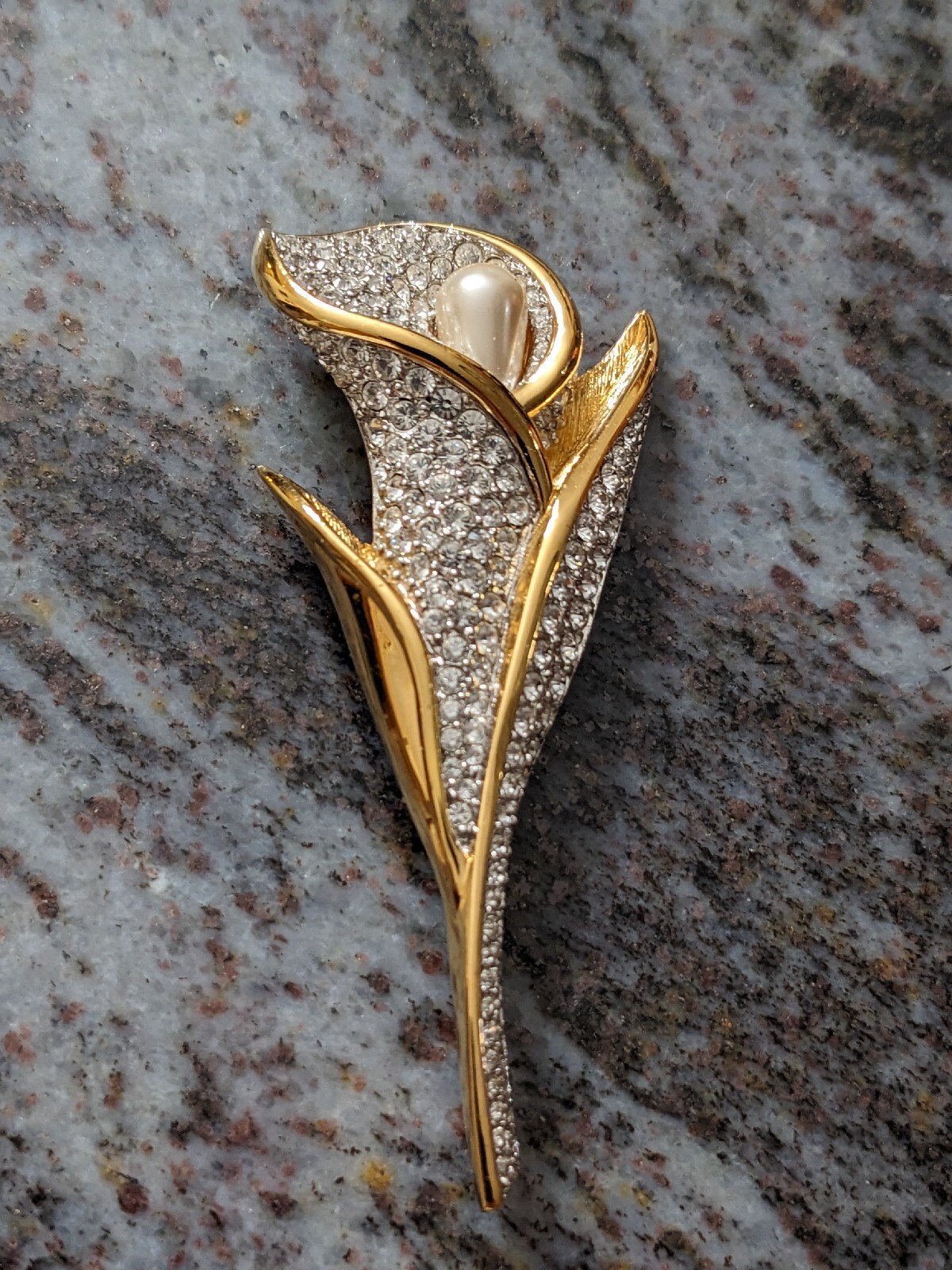 Swarovski Crystal Calla Lily Brooch Gold Plated Vintage Retired Signed ...