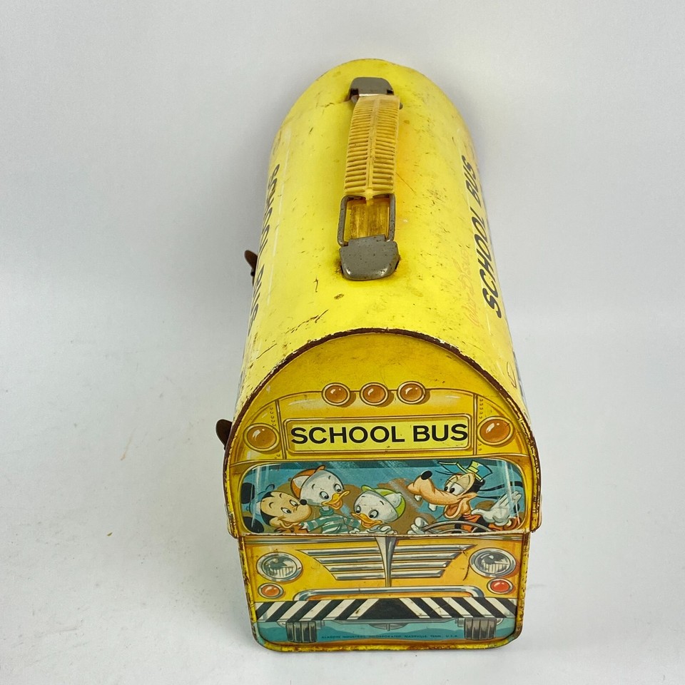 1960's Walt Disney School Bus Metal Lunch Box w/ Thermos Aladdin VTG ...