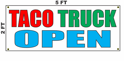 Taco Truck Open Banner Sign NEW 2x5 | eBay