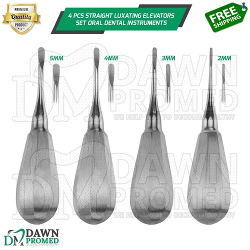 4 Pcs Straight Luxating Elevators Set Oral Dental Instruments German ...