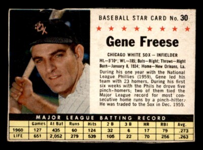 1961 Post Baseball #30 Gene Freese VG *e1 | eBay