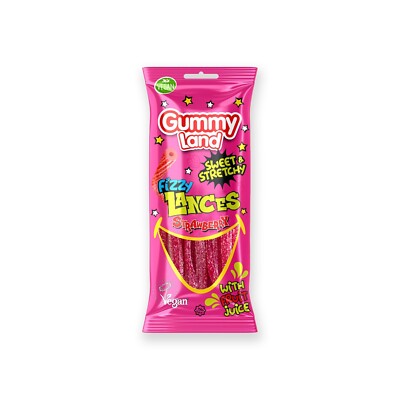 Gummy Land Strawberry Fizzy Sweet Candy Laces -Vegan - Halal - 80g ...