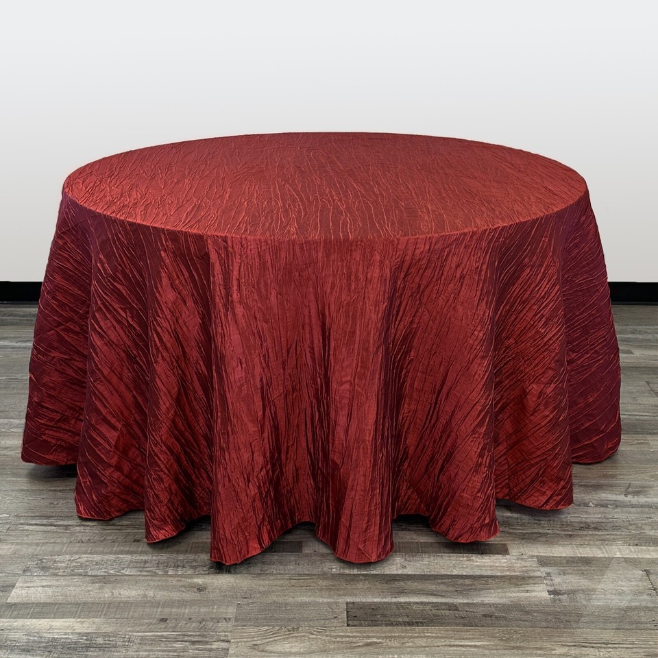 Crinkle Taffeta Tablecloth for Round Tables Crushed Cloths for Weddings ...