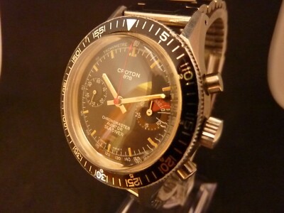 RARE CROTON CHRONOMASTER PILOT'S CHRONOGRAPH SPILLMAN CASE BLACK DIAL ...
