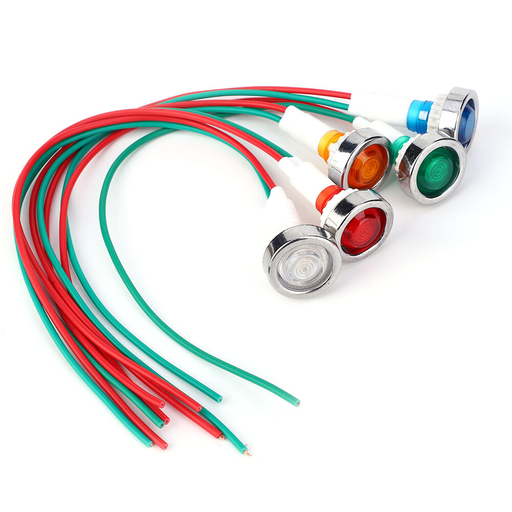 15pcs DC12V 10mm LED Pilot Lamp Power Indicator Light With Wire Cable ...