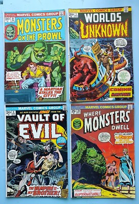 Monsters On The Prowl 21 Worlds Unknown 1 Vault Of Evil 8 Marvel Comic ...