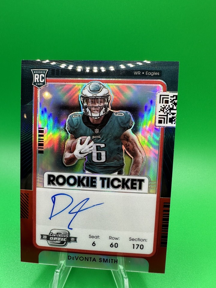 2021 Contenders Optic DeVonta Smith Rookie Ticket Autograph Red Auto ...