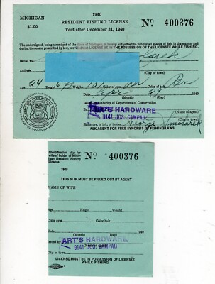 1940 MICHIGAN RESIDENT FISHING LICENSE BACKTAG - MICHIGAN DEER PATCH | eBay