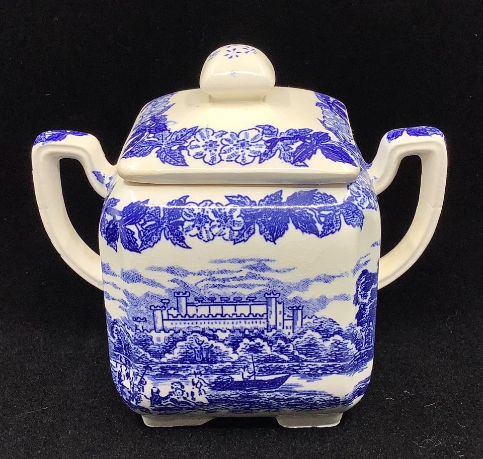 Vintage Blue Delft Style Porcelain Tea Set,Tea Pot,Creamer,Sugar Bowl ...