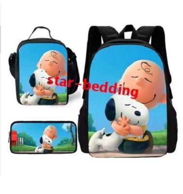 Snoopy Peanuts School Backpack Bookbag Insulated Lunch Bag Pencil Case ...