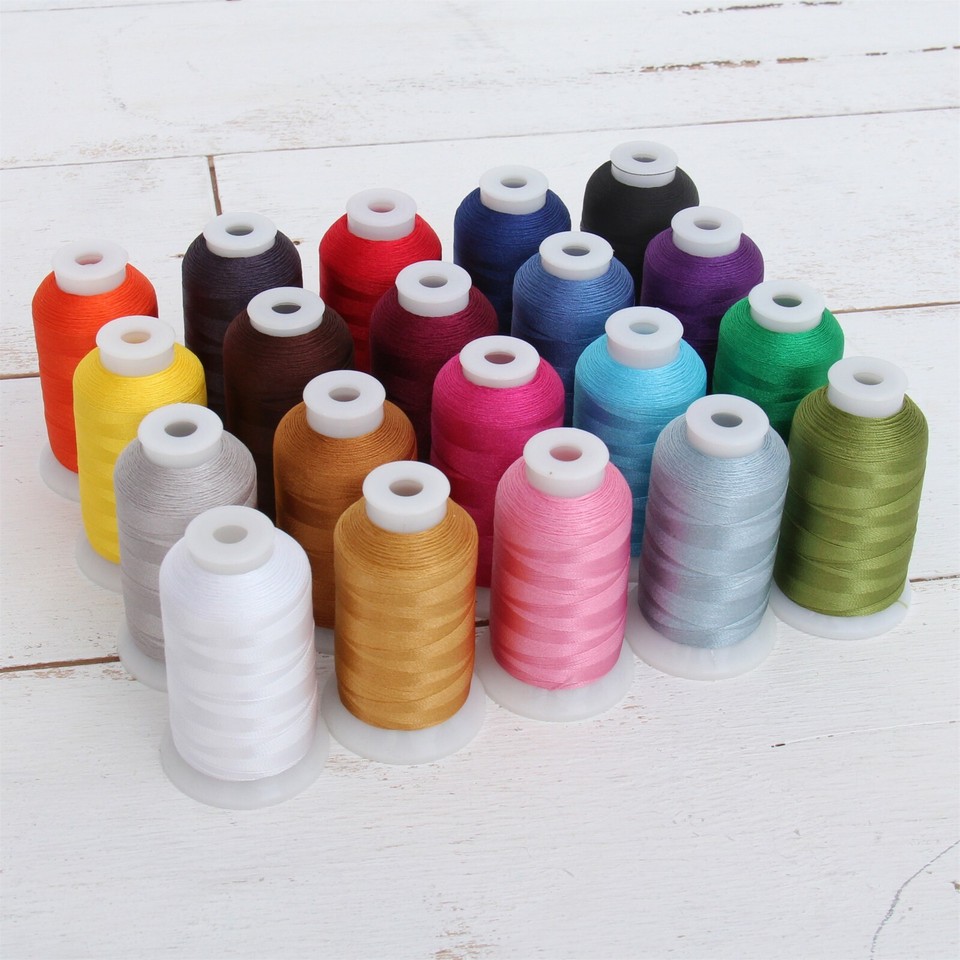 20 CONE POLYESTER EMBROIDERY MACHINE THREAD SETS - 1000M CONES 40WT 11 ...