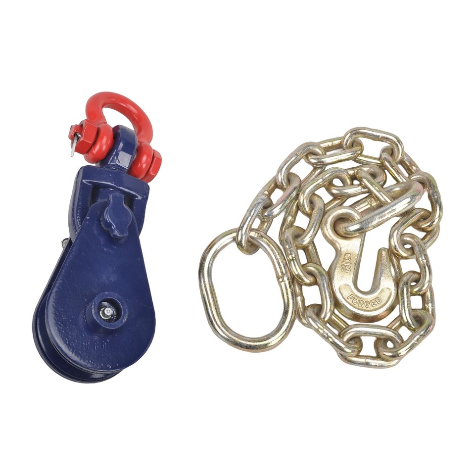 3/8" X 2' Tow Chain w/ Snatch Block Sheave 2 Ton Truck Rollback Carrier ...