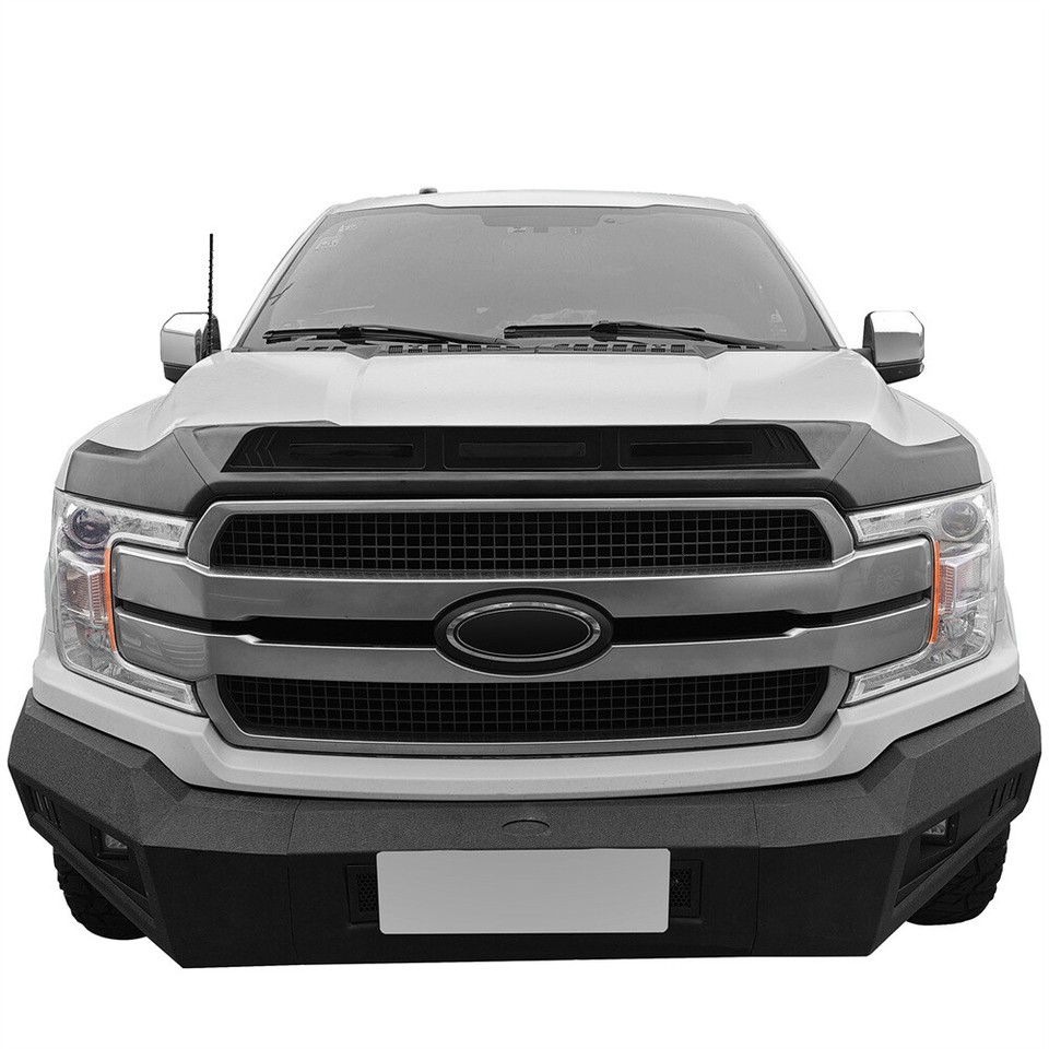 Black Front Hood Protector Stone Guard w/ Amber Lights for 2015-2020 ...