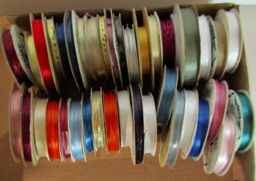Lot of 37 Spools Rolls of Ribbon Craft Sewing Some Vintage Trim Some ...