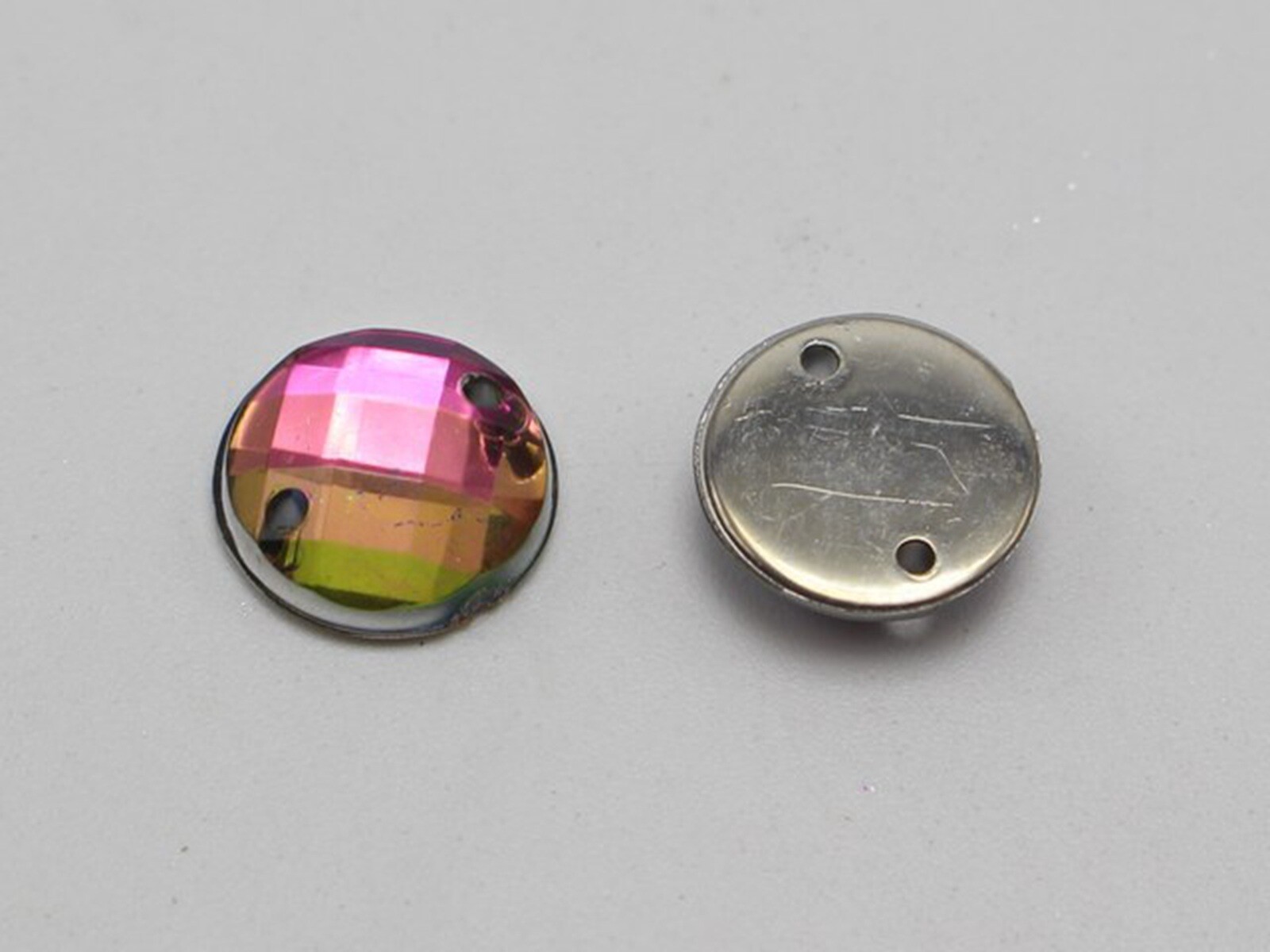 200 Rainbow AB Flatback Acrylic Faceted Round Sewing Rhinestone Button ...
