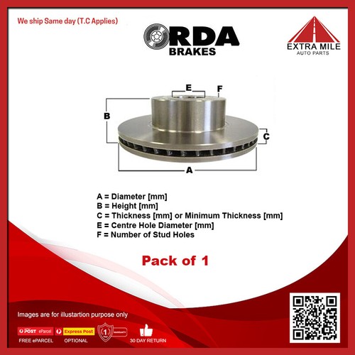 RDA Rear Slotted & Dimpled Disc Brake Rotor Solid 291mm - RDA7776D | eBay