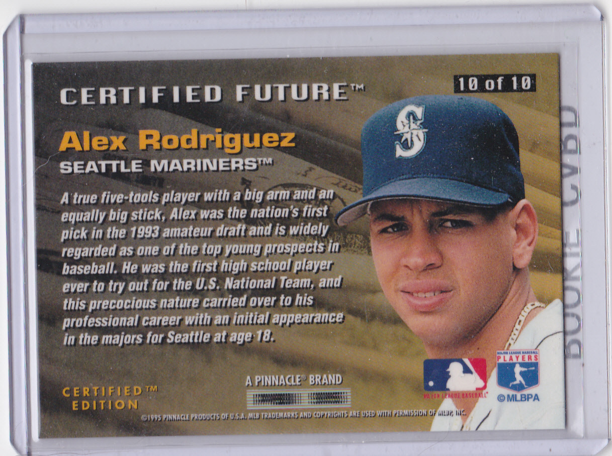 ALEX RODRIGUEZ ROOKIE CARD Certified Future AROD RC Baseball New York ...