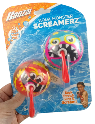 Aqua Monster Screamerz Banzai Water Swim Splash Balls Pool Toy Stretch ...