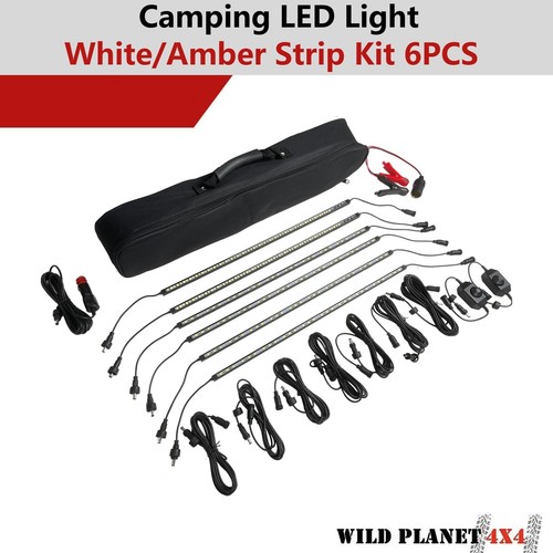 6X 12V LED Camping Lights Kit White 5050 Strip Bar Rigid RV Caravan ...