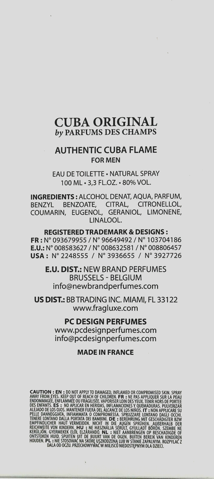 CUBA ORIGINAL AUTHENTIC FLAME EAU DE TOILETTE SPRAY FOR MEN 3.3 Oz ...