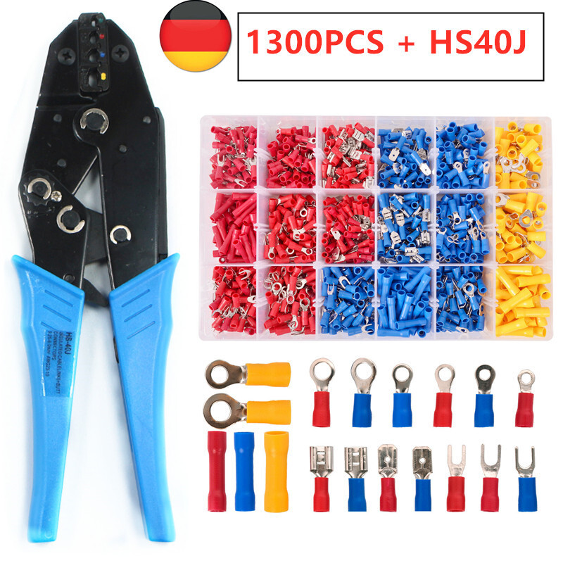 1300x Steckverbinder Flachstecker Quetschverbinder Crimpzange ...