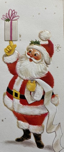 60s Classic Santa Long List Pretty Present Finger Tip VTG Christmas ...