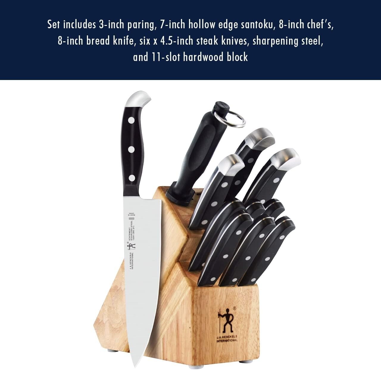 HENCKELS Premium Quality 12-Piece Statement Knife Set with Block, Razor ...
