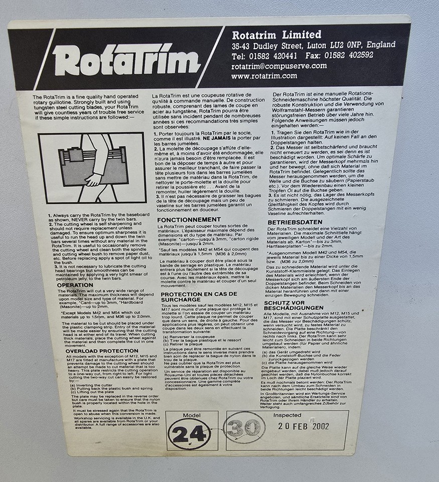 Rotatrim Pro 24 Inch Cut Professional Paper Cutter/Trimmer Precision ...