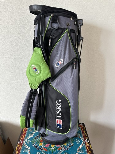 USKG US Kids Golf Club Bag Black Green Ultra Light 4 Way UL57 W RAIN ...