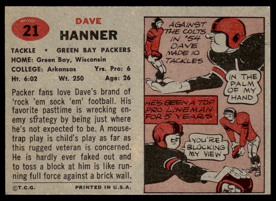 1957 Topps Dave Hanner Green Bay Packers #21 | eBay