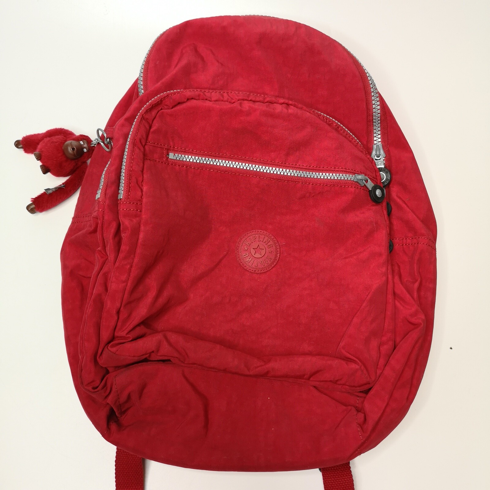 Kipling Red Laptop Backpack Multi Pockets - Gem