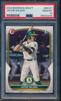 PSA 10 JACOB WILSON 1st 2023 Bowman Draft Paper A's Rookie Card RC GEM ...