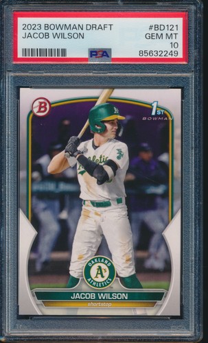 PSA 10 JACOB WILSON 1st 2023 Bowman Draft Paper A's Rookie Card RC GEM ...